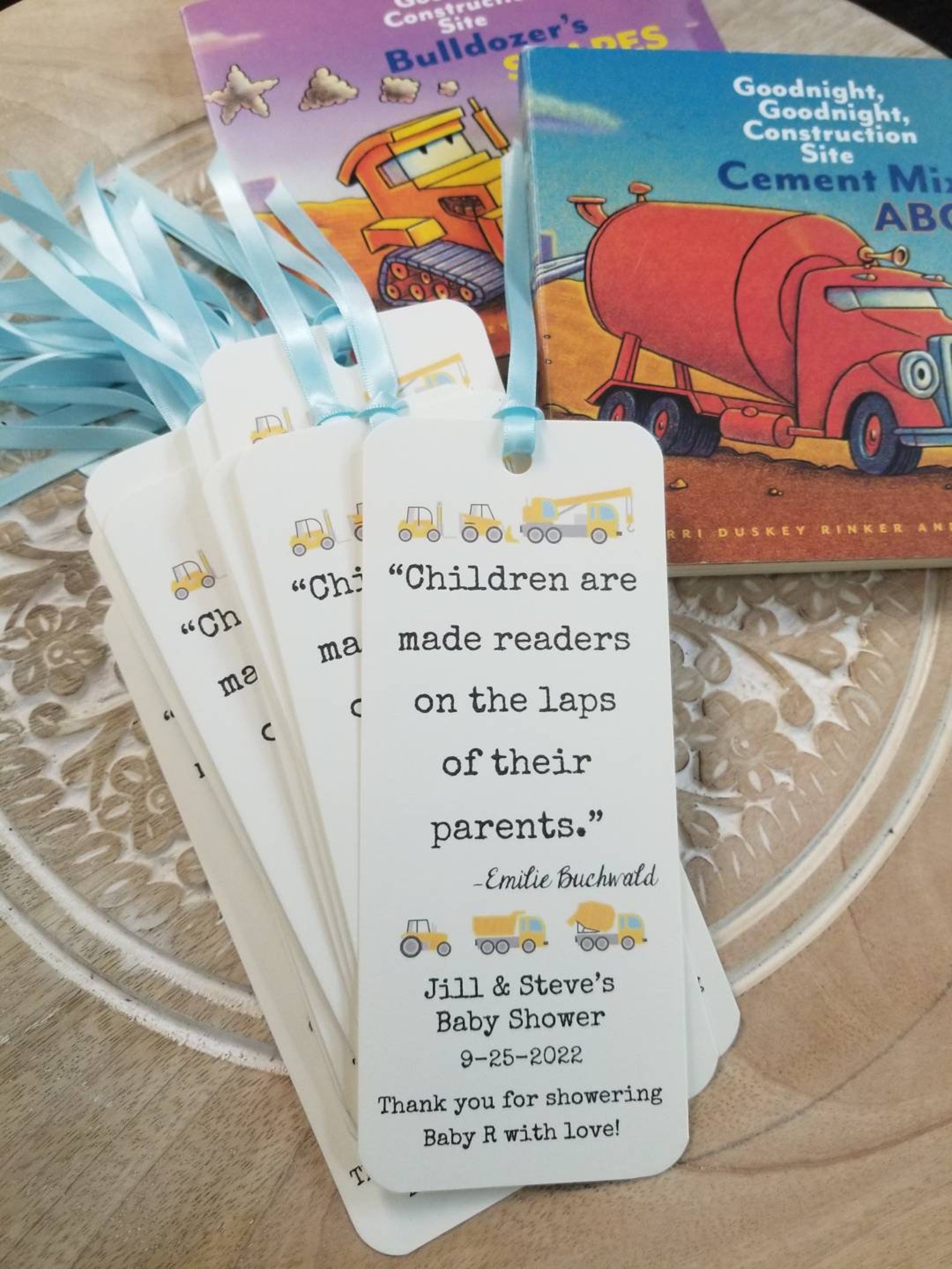 Set of 8 Handmade Construction Truck Theme Bookmark Favors Children ...