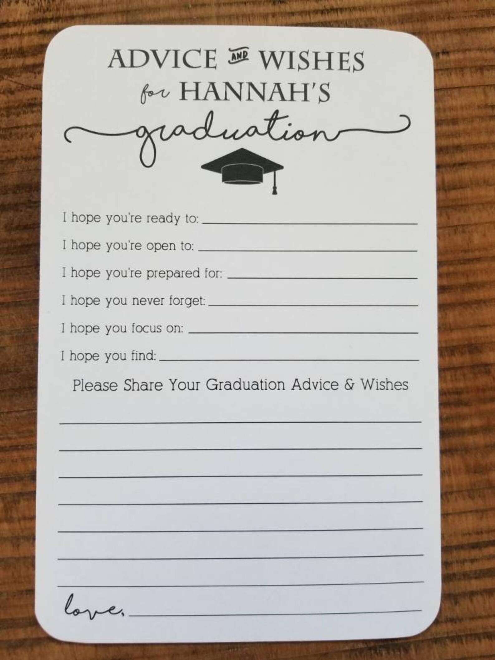 Handmade Graduation Wishes & Advice Cards Graduation Gift - Etsy