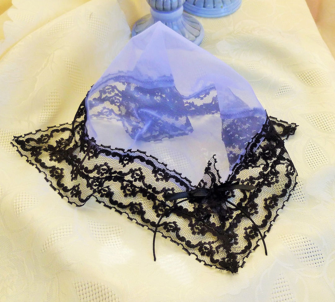 Sheer Handkerchief, Lace Pocket Square, Mourning Hanky for Church ...