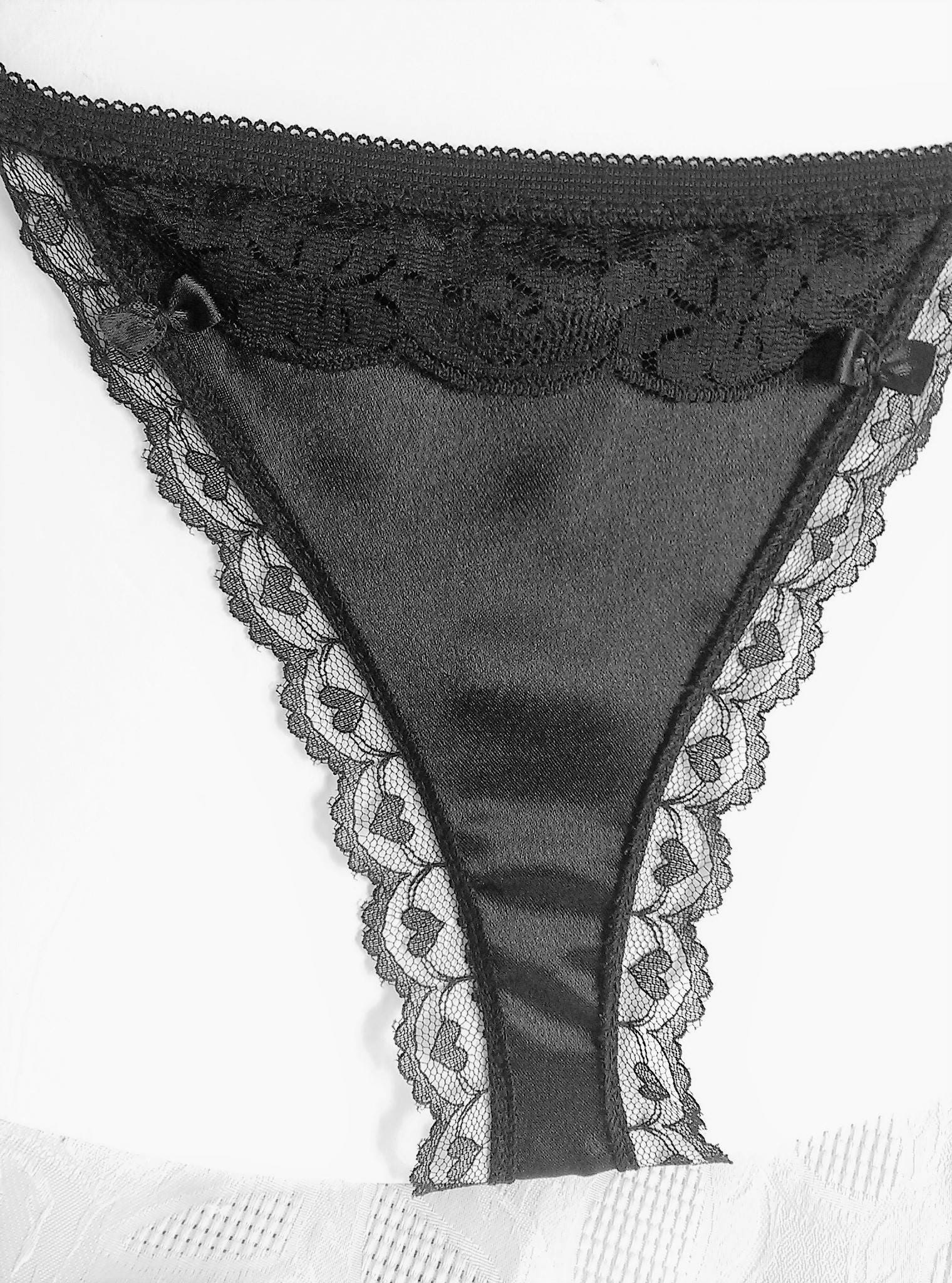Satin Panty String Bikini Bottom Satin And Lace Panties Etsy Canada