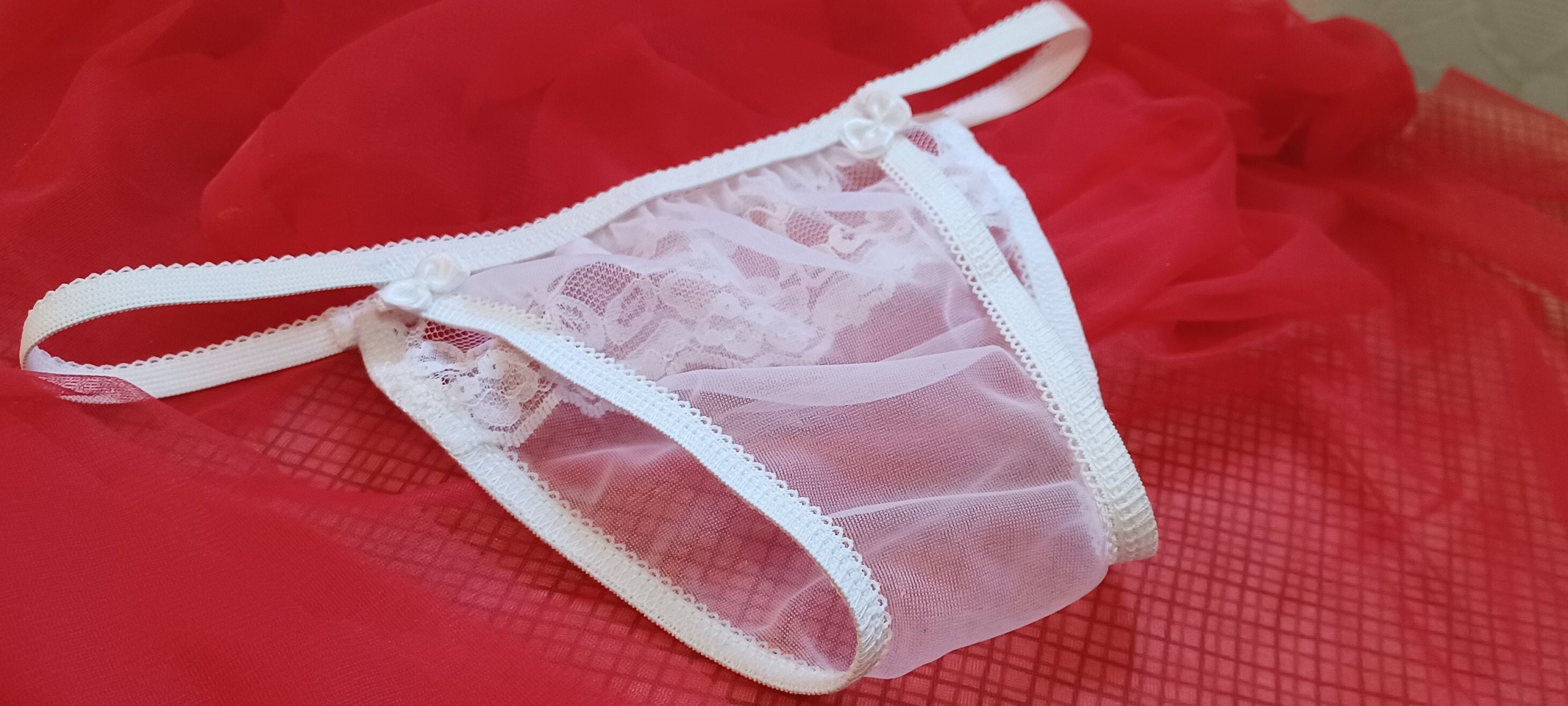 Sheer See Thru Panties White Lace Bikini Sexy Wedding T Etsy