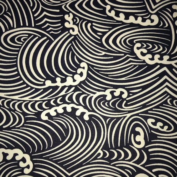 Japanese Wave Fabric - Etsy