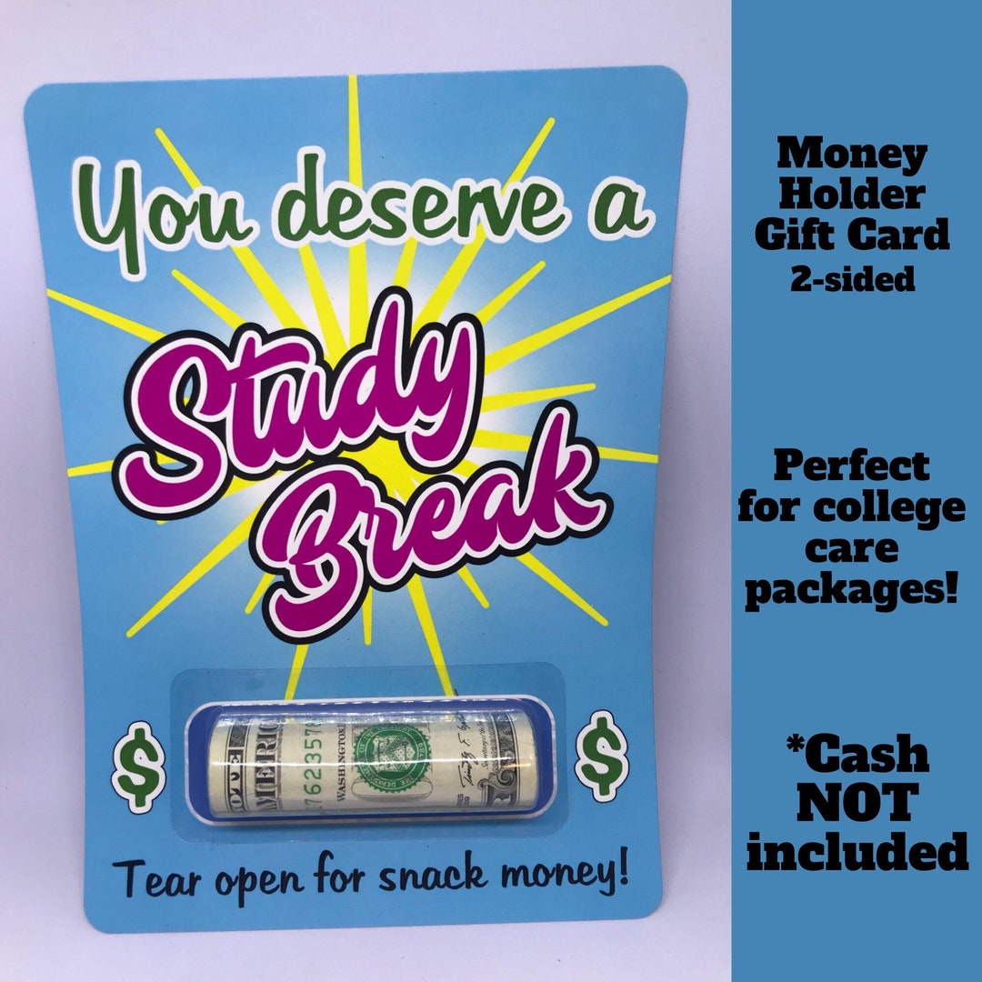 College Care Package Money Holder Card, Student "study Break" Gift ...