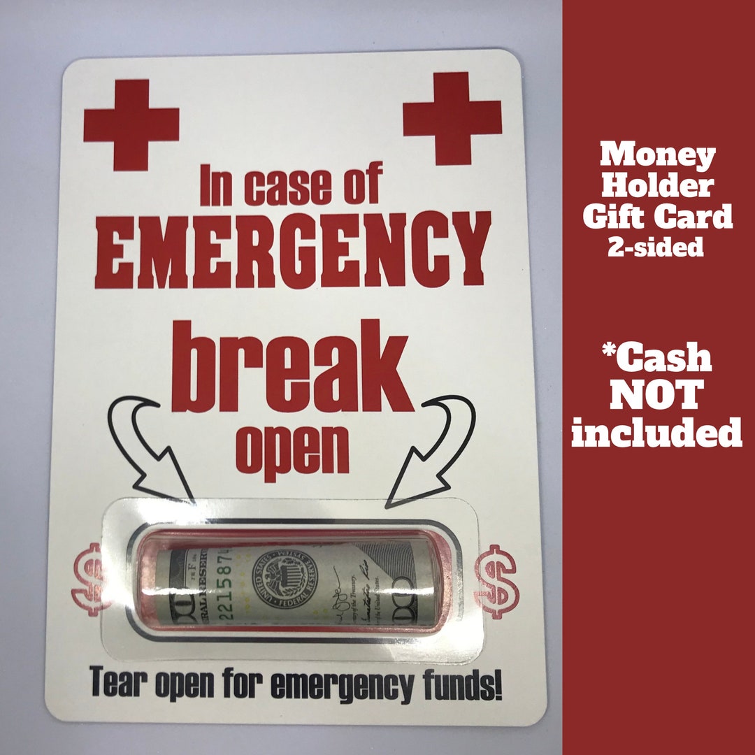Emergency Funds Money Holder Card - Funny Birthday or Holiday Cash Gift ...