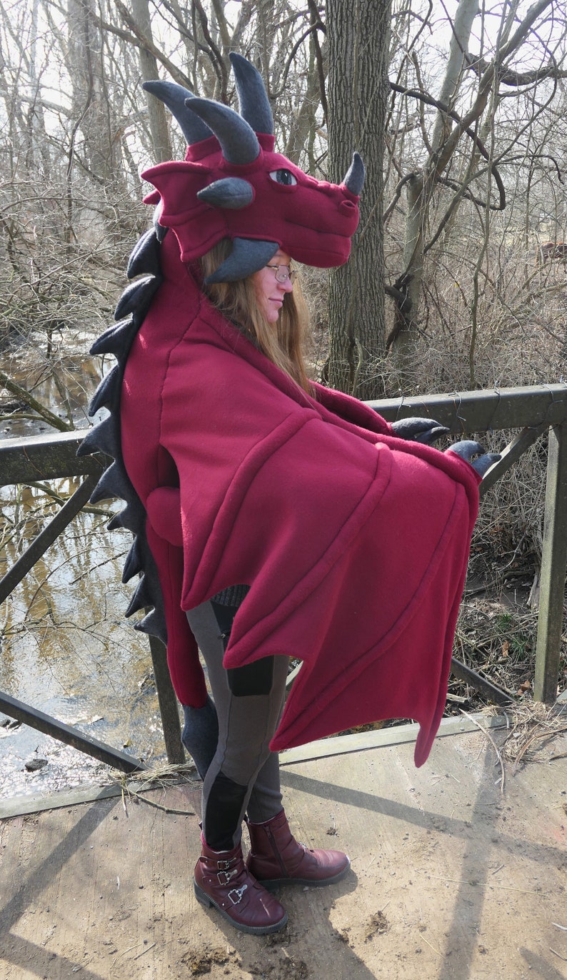 PDF Pattern Hooded Dragon Cloak One Size Fits All Head is a Hat Legs ...