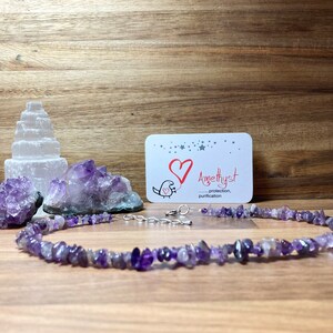 Amethyst Gemstone Beaded Necklace. Birthstone February. Crystal ...