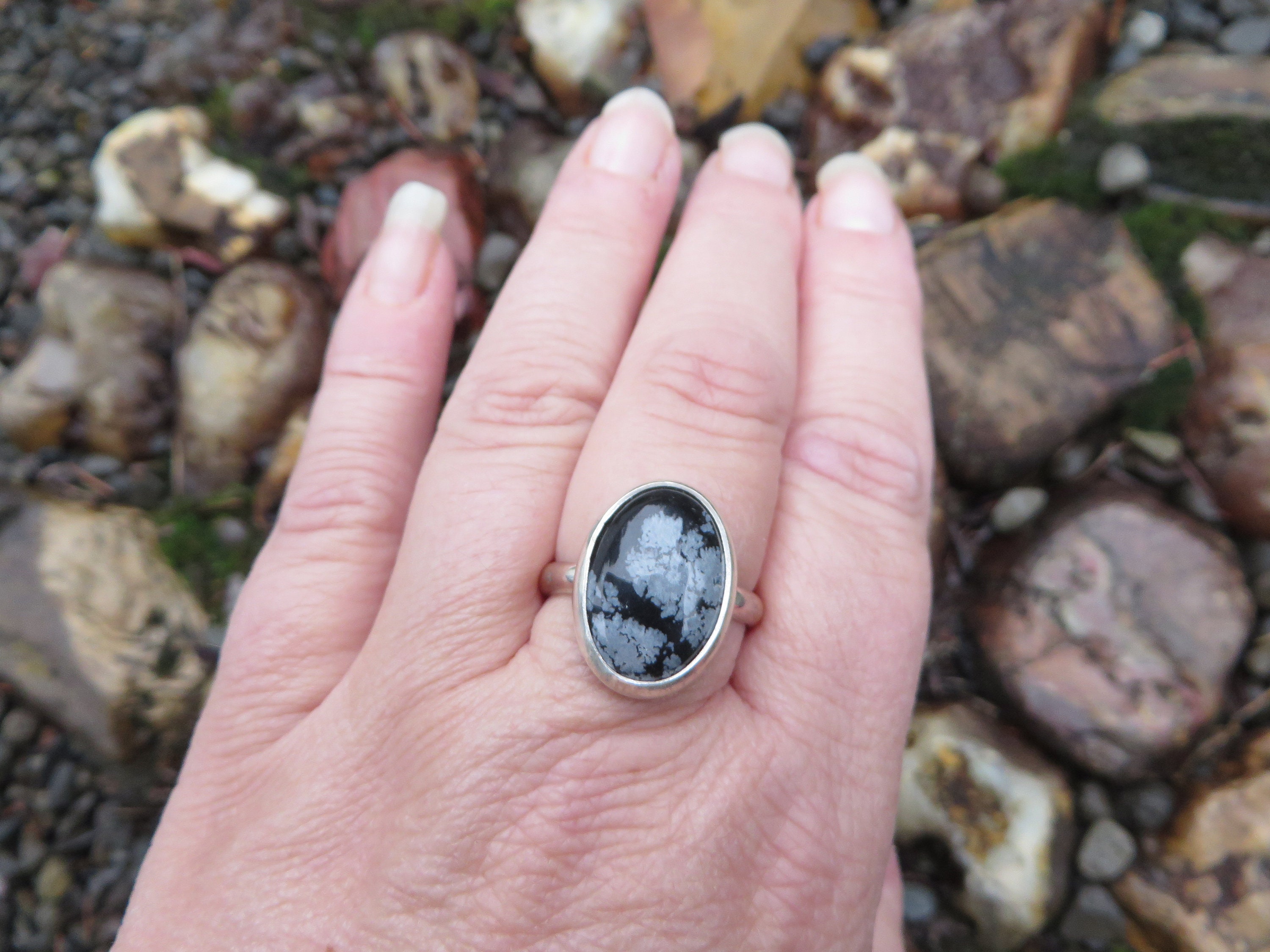 Snowflake Obsidian Ring