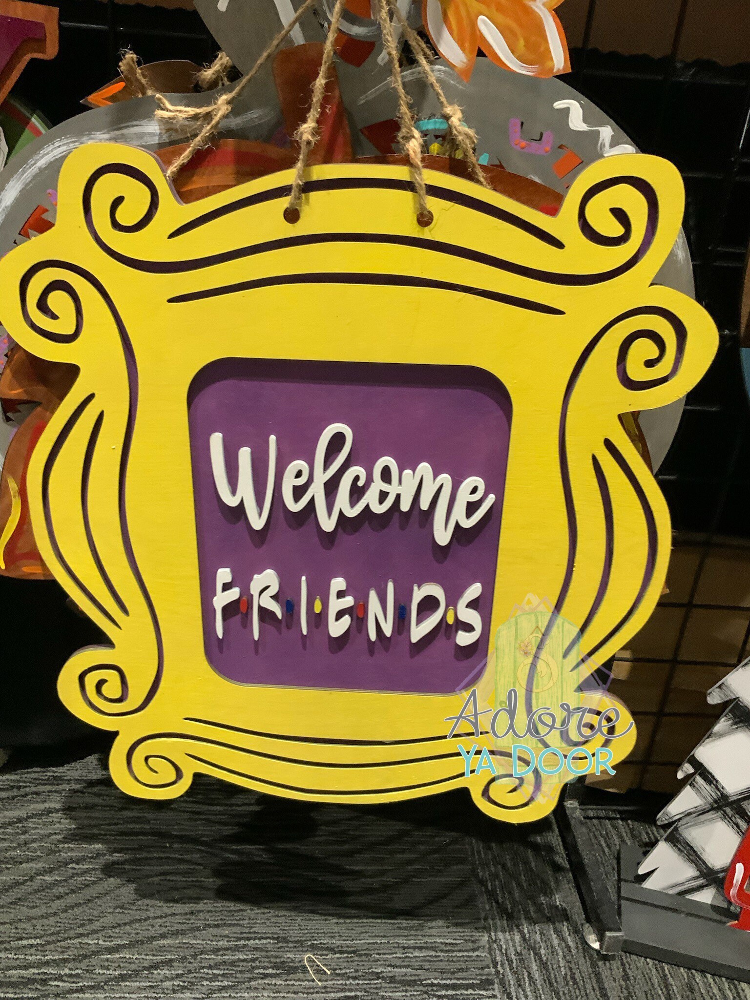 Welcome FRIENDS Door Hanger, Welcome Frame Friends, Friends Purple Door ...
