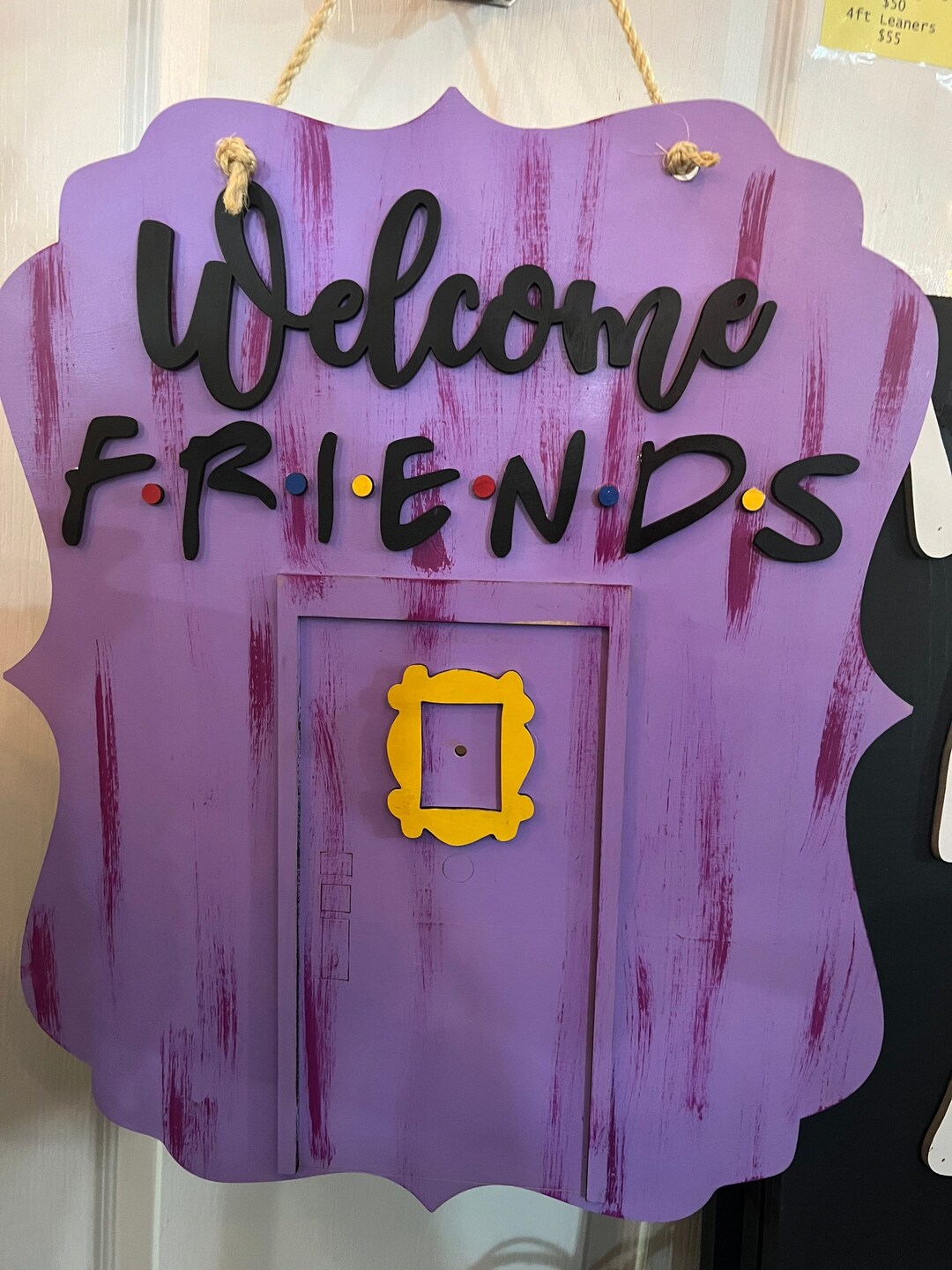 Welcome FRIENDS Door Hanger, Welcome Frame Friends, Friends Purple Door ...