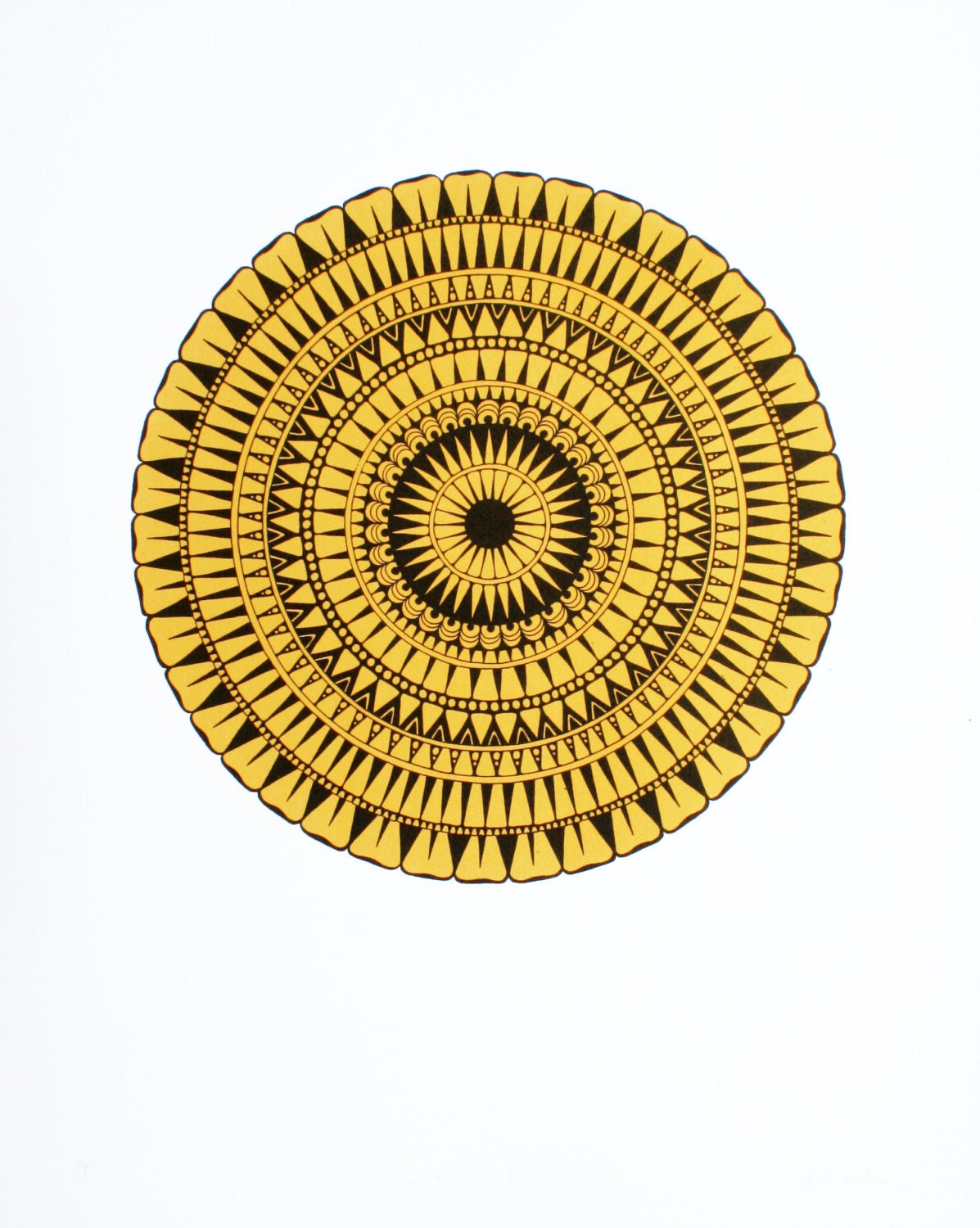 Limited Edition Sunflower Screen Print, Hand Printed Geometric Design ...