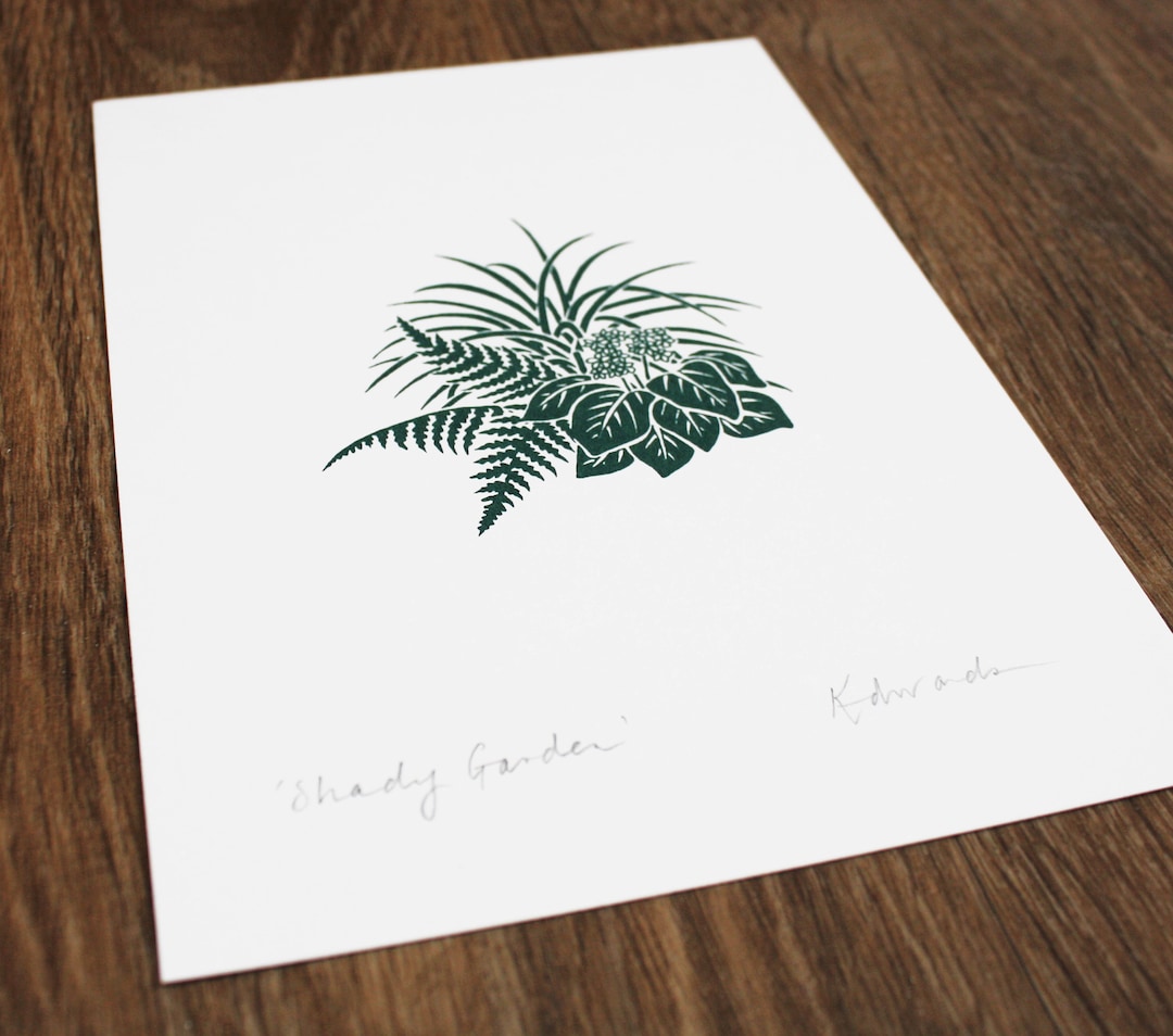 Miniature Garden Screen Print, Hand Printed Wall Art, A5 Print, Dark ...