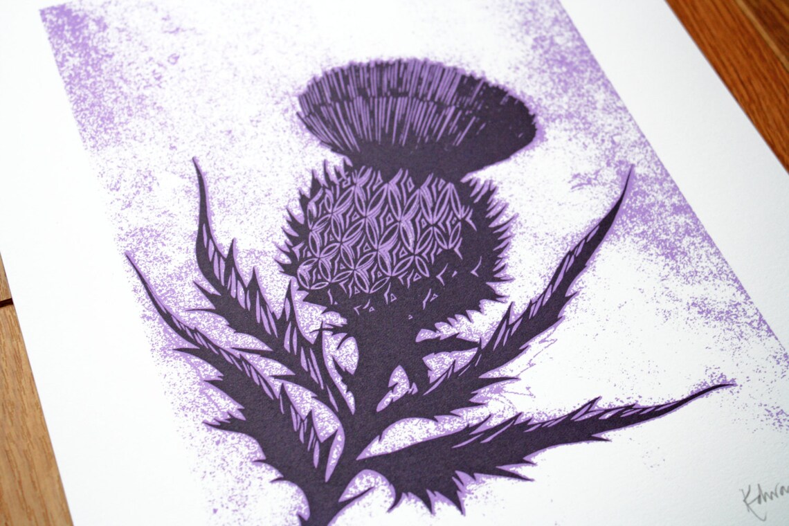 Original Print Limited Edition Screen Print Thistle Print Hand Printed ...