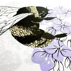 Bee Print - Limited Edition Screen Print - Bumble Bee Artwork - Bee and ...