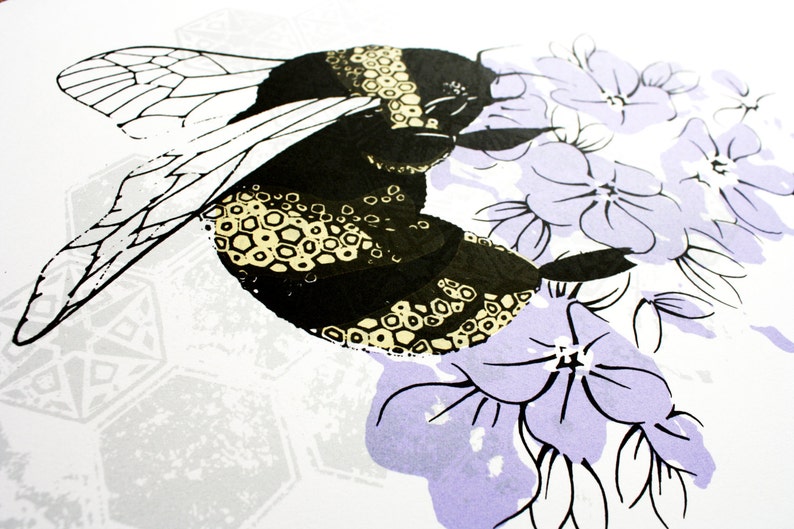Bee Print Limited Edition Screen Print Bumble Bee Artwork Bee and ...