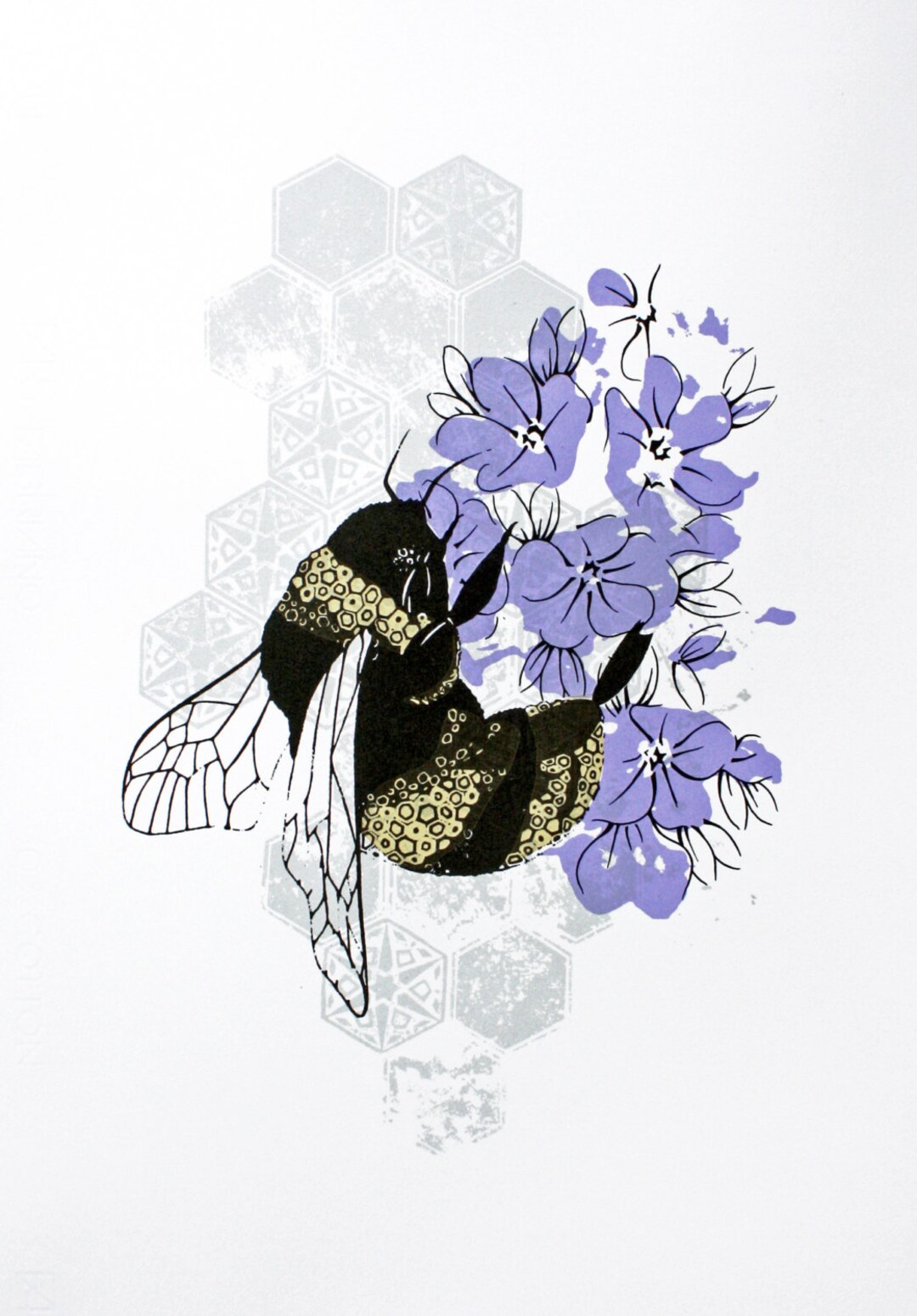 Bee Print - Limited Edition Screen Print - Bumble Bee Artwork - Bee and ...