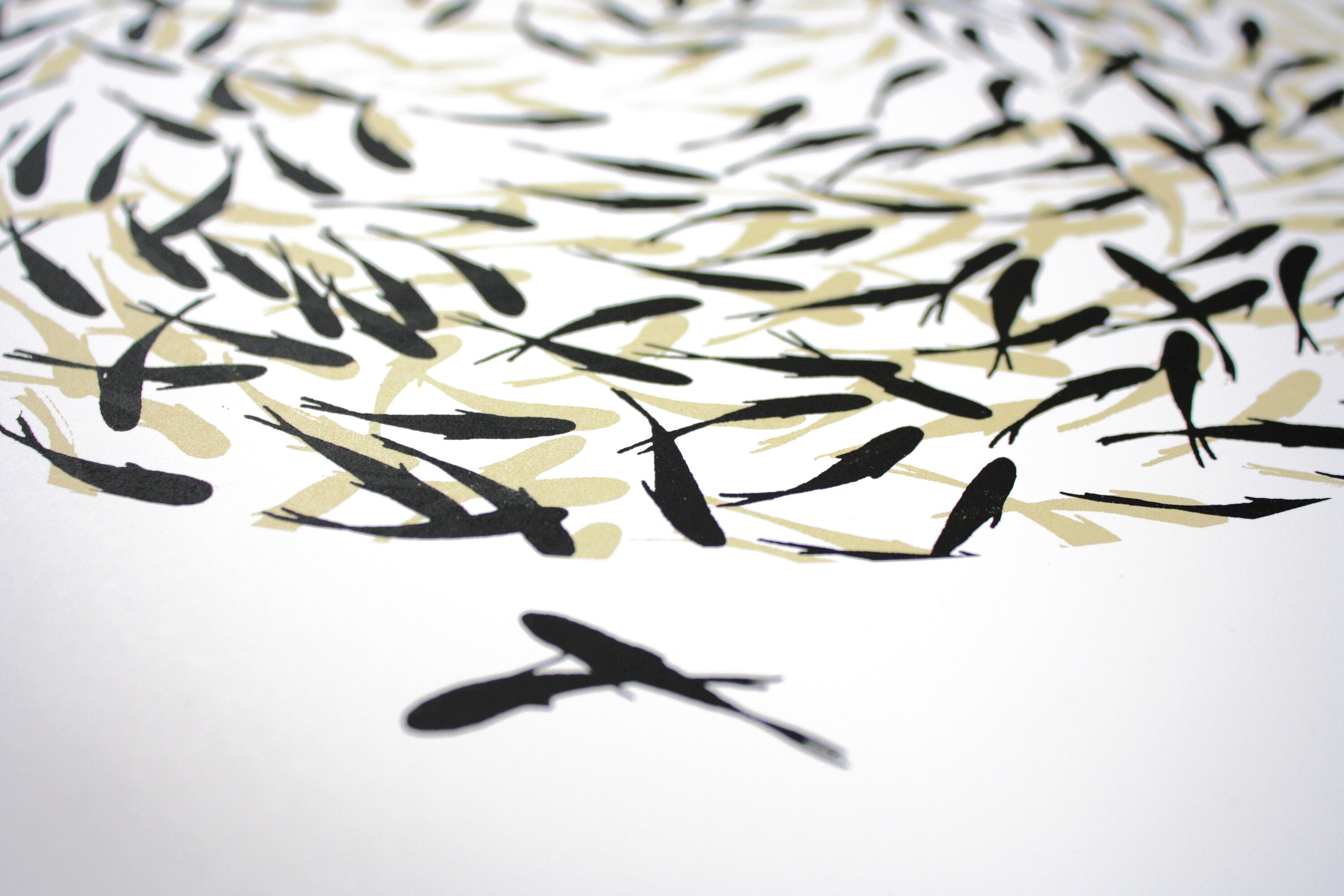 Original Limited Edition Screen Print Gold and Black Fish - Etsy