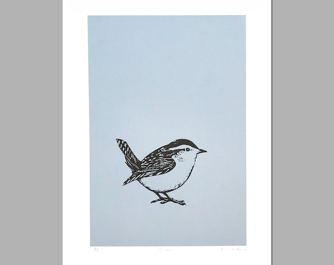 Wren Screen Print - Original Garden Bird Print - Limited Edition Wren ...