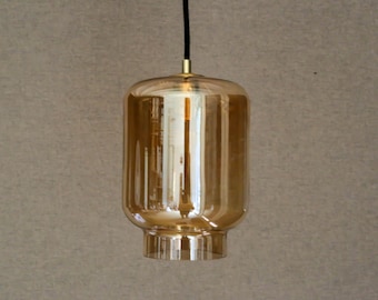 1970 Pendant Lamp in Amber Glass - Etsy