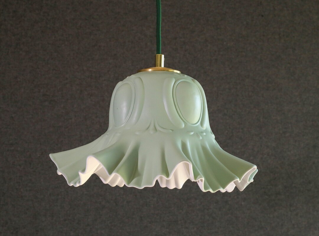 Antique French Ceiling Light in Rose and White Painted Glass, French ...