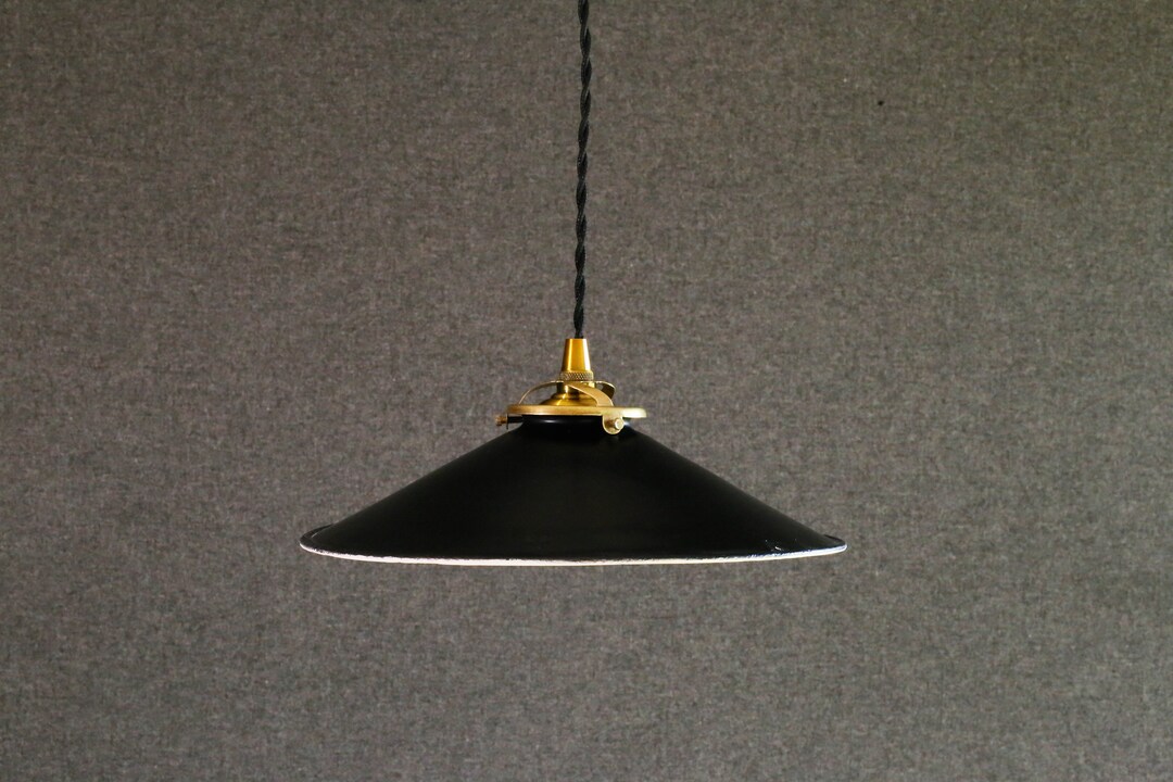 Antique French Ceiling Light in Black Metal, Upcycled Model Painted on ...