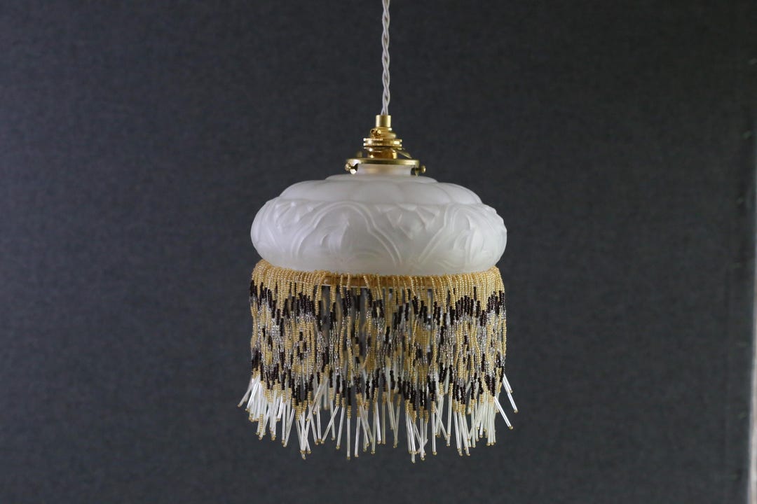 Antique French Ceiling Light in Translucid Glass, French Moulded Decor ...
