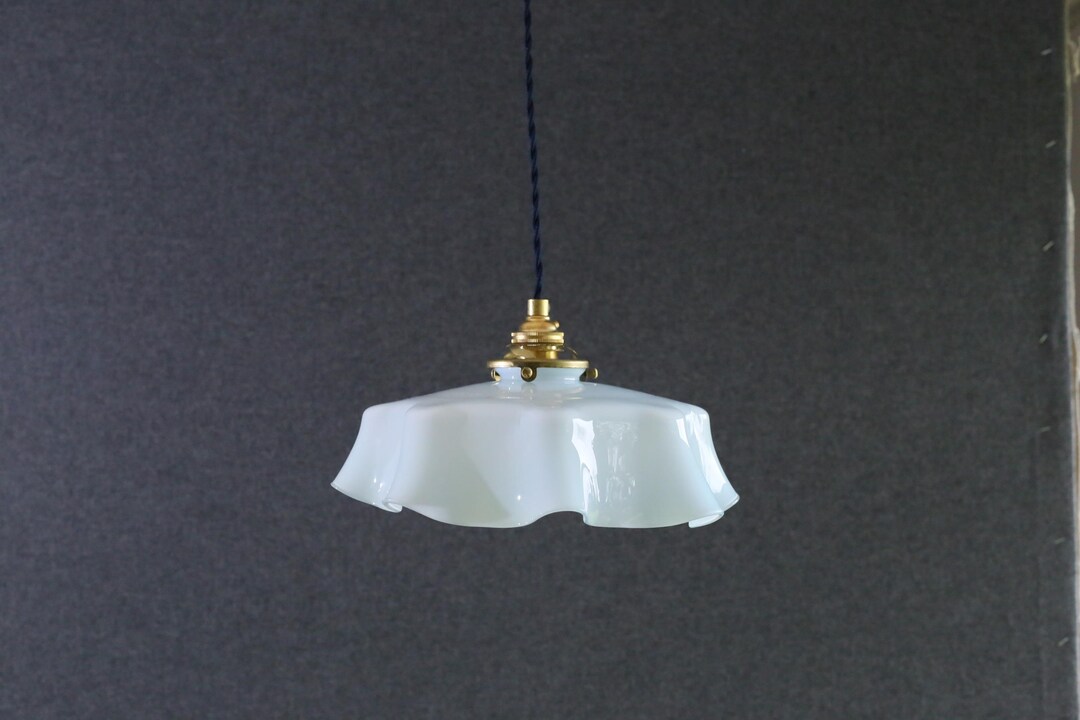 Antique French Ceiling Light in Pale Blue Glass, French Pendant Lamp ...