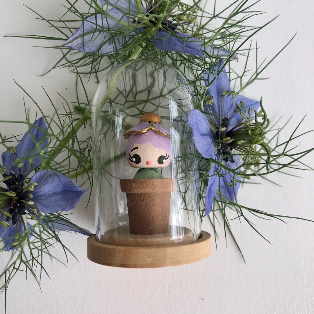 Flower Pot Doll purple Handpainted Wood Doll - Etsy