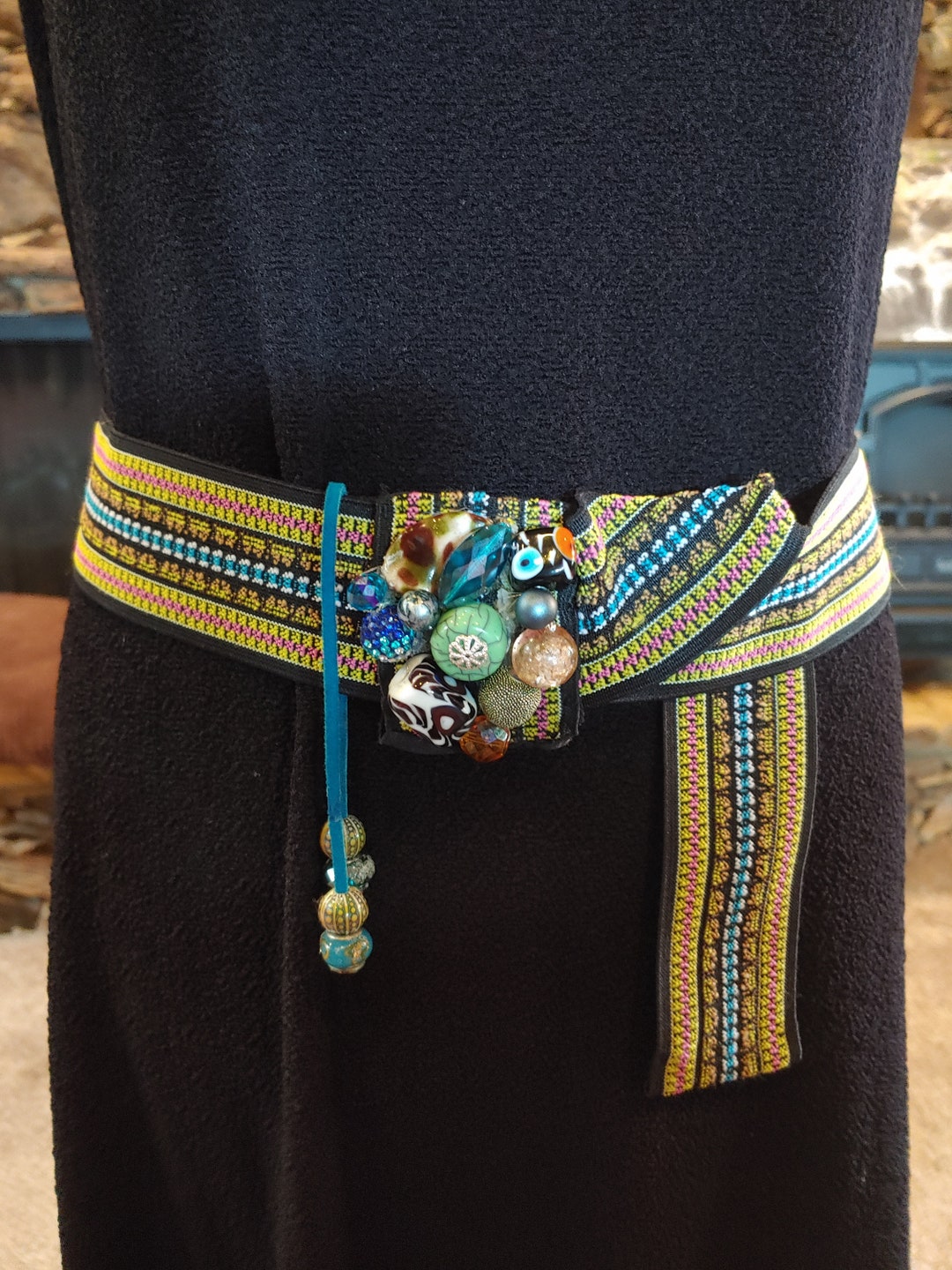 Turquoise and Tan Handmade Summer Belt - Summer Fashion - One Size Fits ...