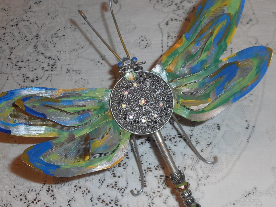 Large Metal Dragonfly - Fairy Garden - Porch Garden Room Decor - Etsy