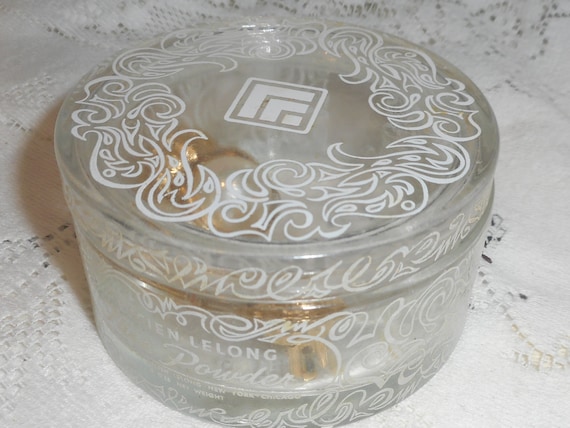 Vintage Glass Powder Box , Vintage Vanity, Lucien Lel… - Gem