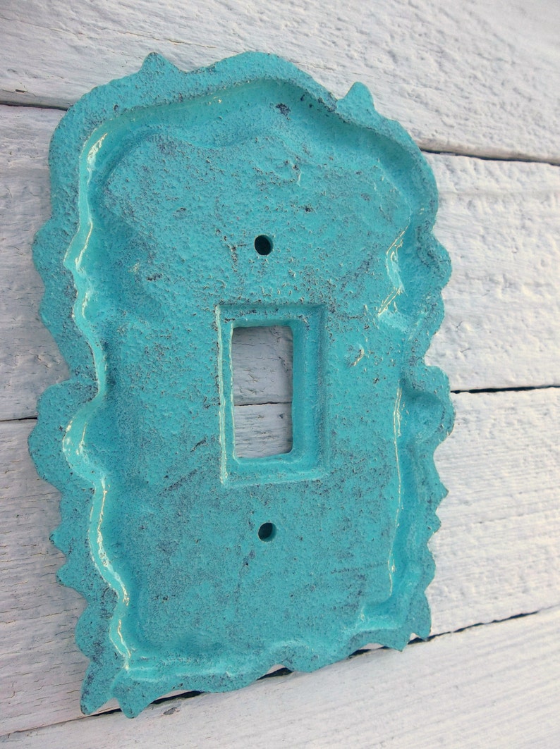 Cast Iron Switch Plate Single Light Plate Turquoise Shabby | Etsy