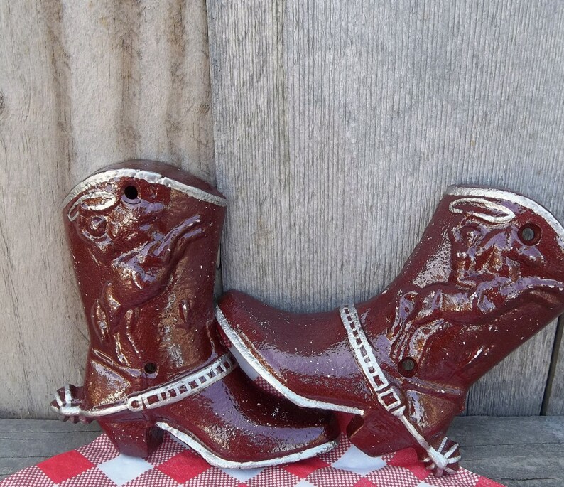 Western Cowboy Rustic Boot Plaque Decor Wall Hanging Copper - Etsy