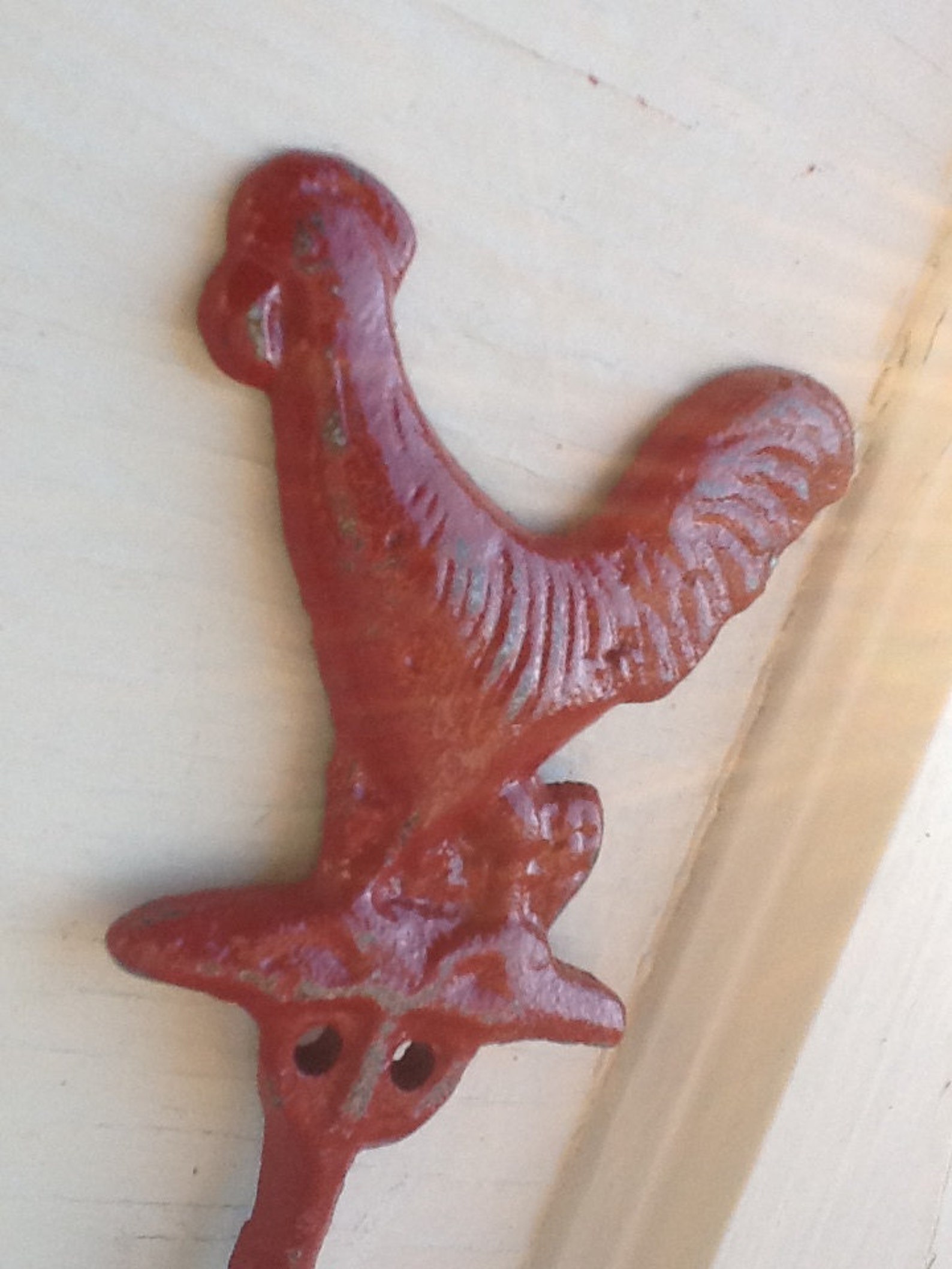 Rooster Hook Cast Iron Country Red Farm House Decor Kitchen Decor Wall ...