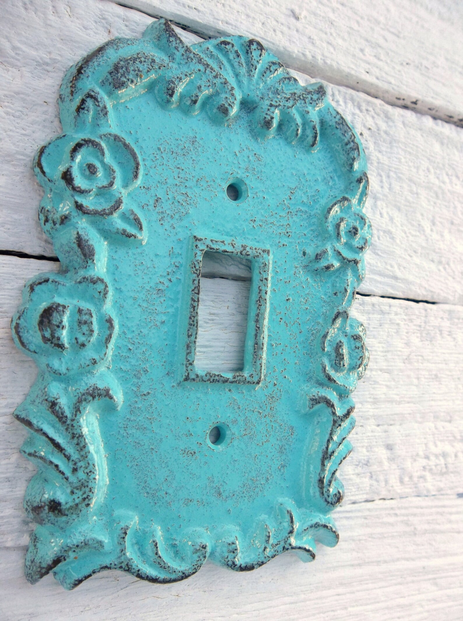 Cast Iron Switch Plate Single Light Plate Turquoise Shabby | Etsy