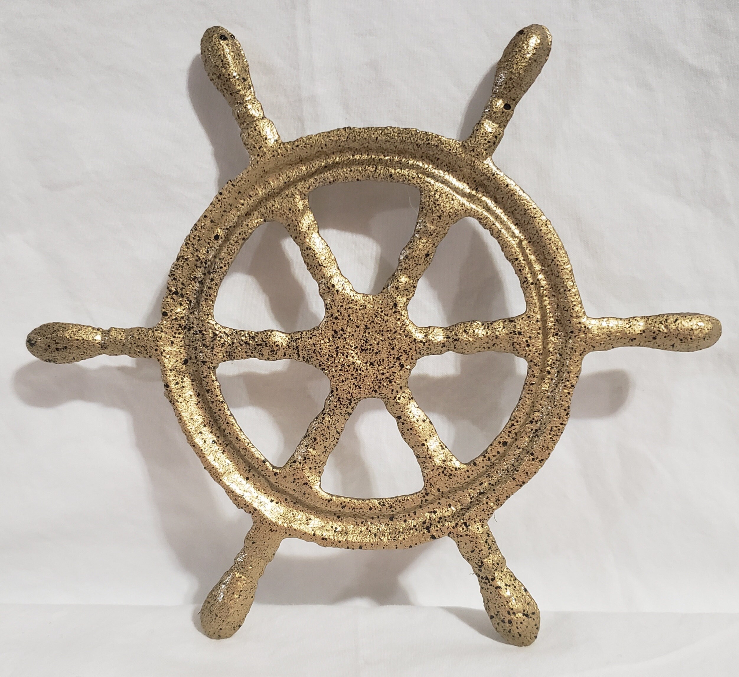 Cast Iron Metallic Gold Ship Wheel Black Dots Wall Hanging - Etsy