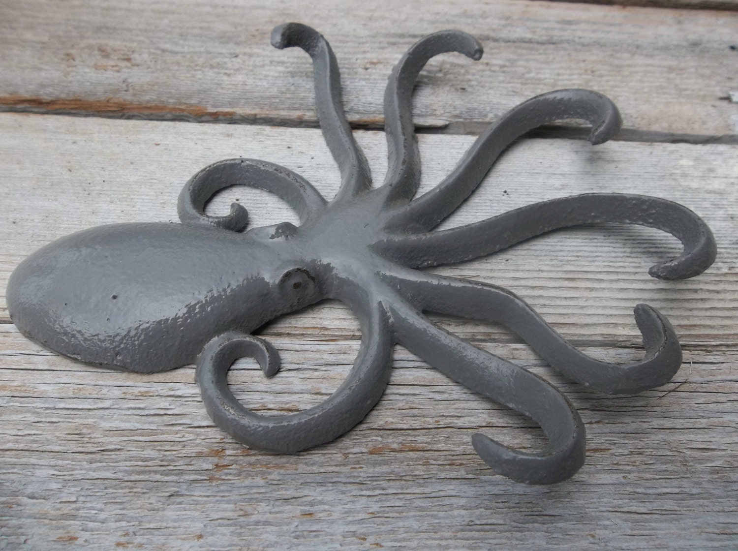 Cast Iron Grey Octopus Hook Nautical Beach Decor Rustic Metal - Etsy