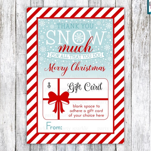 EDITABLE Christmas Thank You Snow Much Gift Card Holder | Etsy