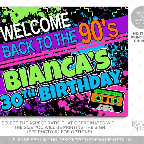 Printable Personalised 90's Themed Invitations 90's | Etsy