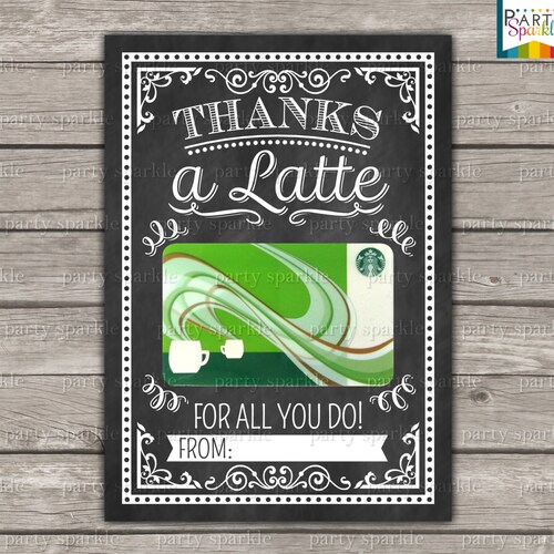 Printable Thanks a Latte Thank You Card Teacher Appreciation | Etsy