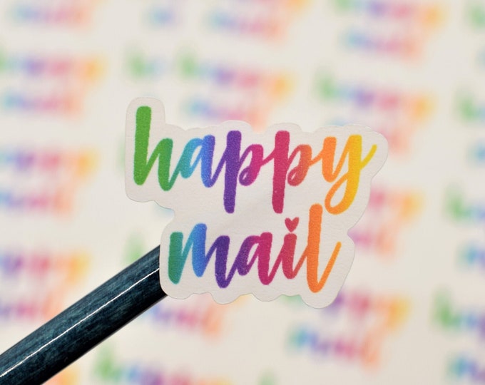 Rainbow Happy Mail Sticker Sheet, Etsy Sticker, Thank You Note, Small ...