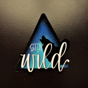 Stay Wild Wolf Watercolor Sticker Waterproof Handmade - Etsy