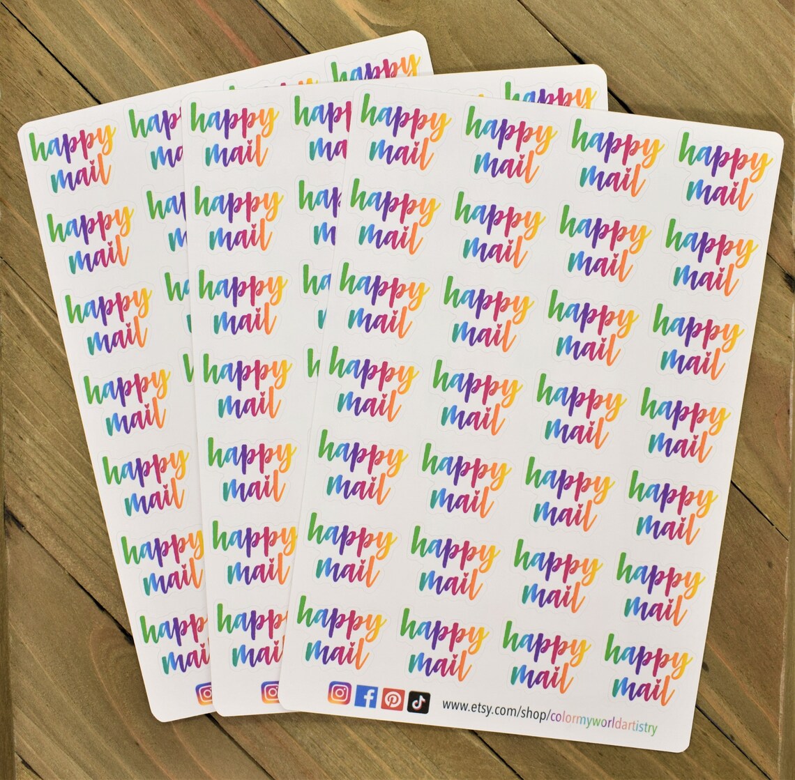 Rainbow Happy Mail Sticker Sheet Etsy Sticker Thank You - Etsy