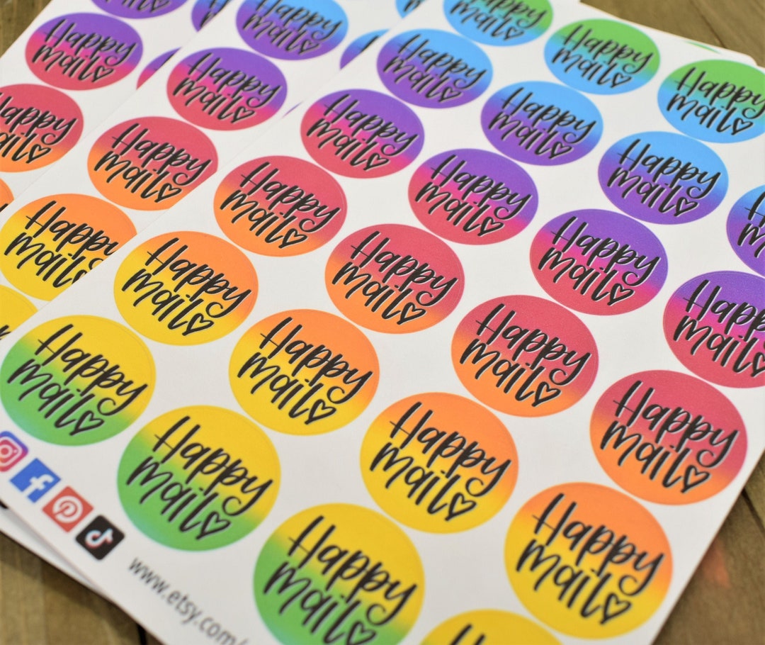 Rainbow Happy Mail Sticker Sheet, Etsy Sticker, Thank You Note, Small ...