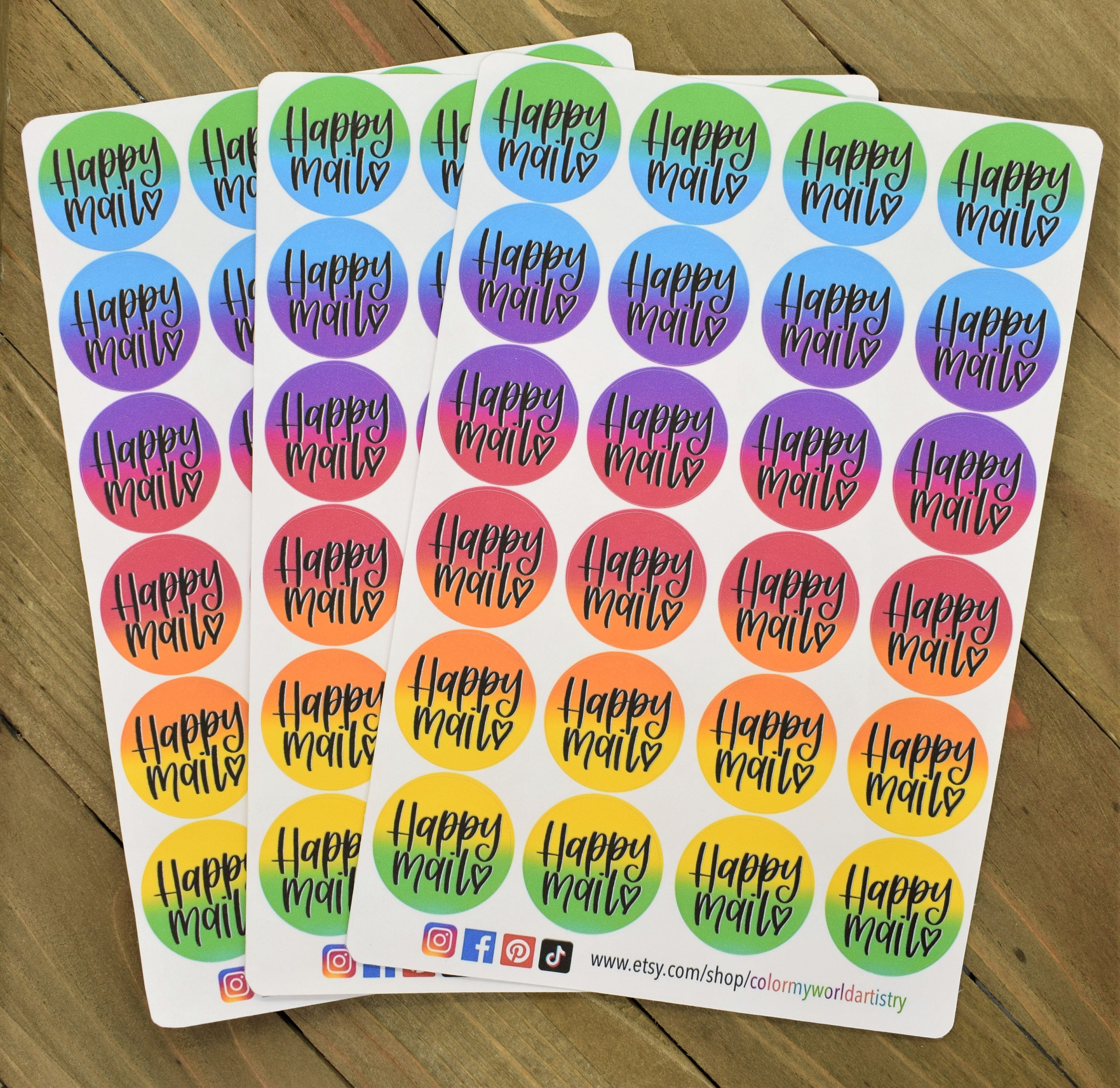 Rainbow Happy Mail Sticker Sheet Etsy Sticker Thank You - Etsy