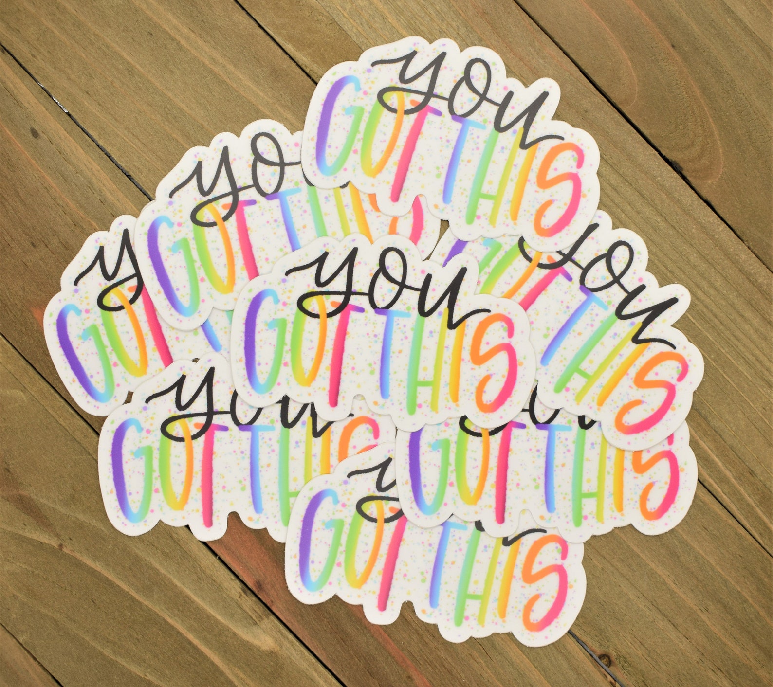 You Got This Rainbow Watercolor Sticker Waterproof Handmade | Etsy