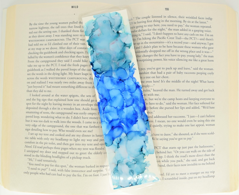 Blue Alcohol Ink Bookmark Handmade Laminated Waterproof - Etsy