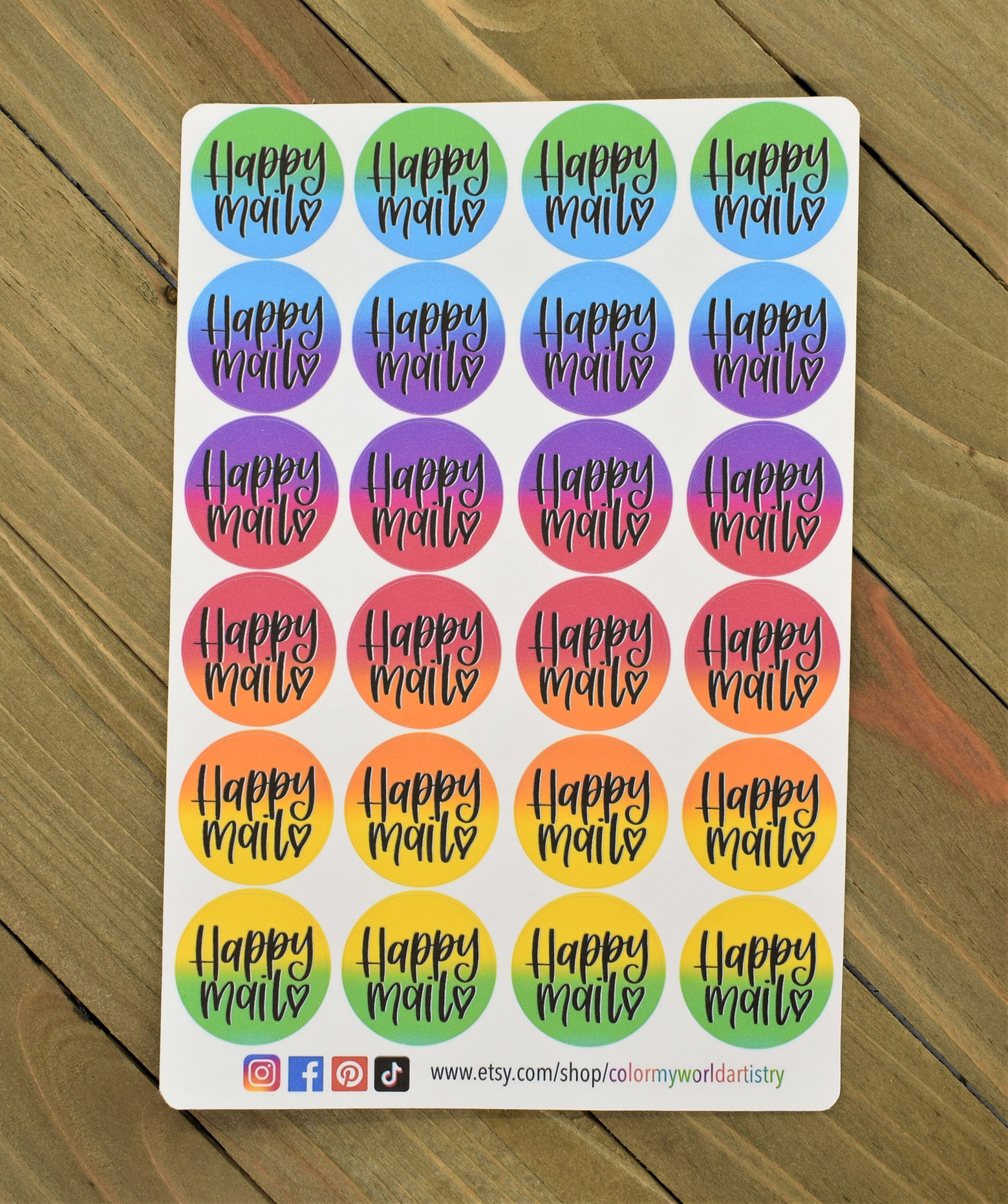 Rainbow Happy Mail Sticker Sheet Etsy Sticker Thank You - Etsy