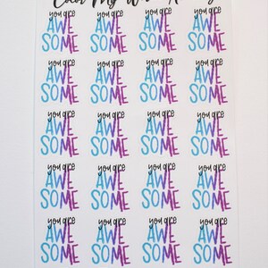 Purple and Blue You Are Awesome Sticker Sheet, Etsy Sticker, Thank You ...