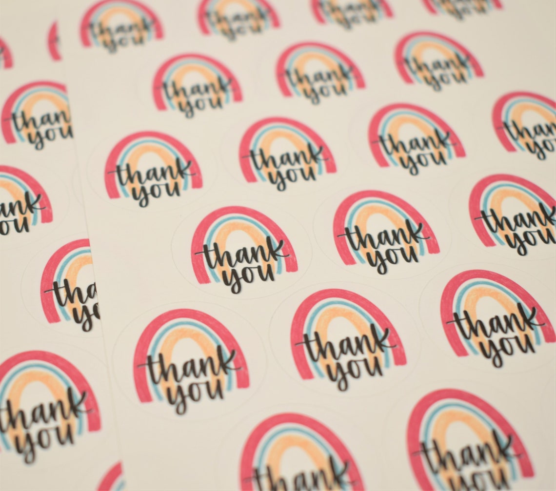 Rainbow Thank You Sticker Sheet Etsy Sticker Thank You Note - Etsy