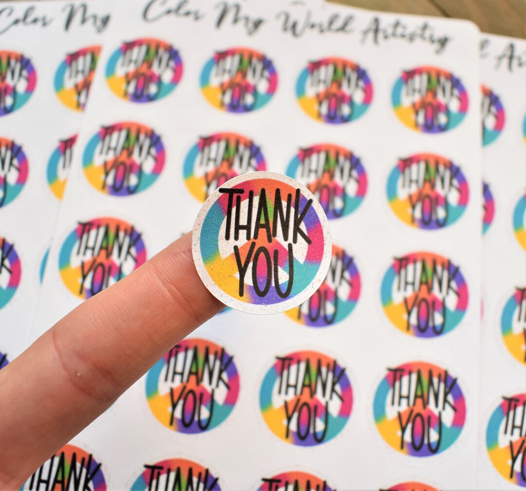 Rainbow Peace Sign Thank You Sticker Sheet, Etsy Sticker, Thank You ...